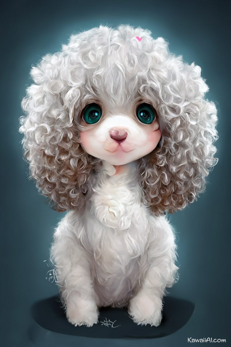Adorable fluffy female poodle artwork - Kawaii AI