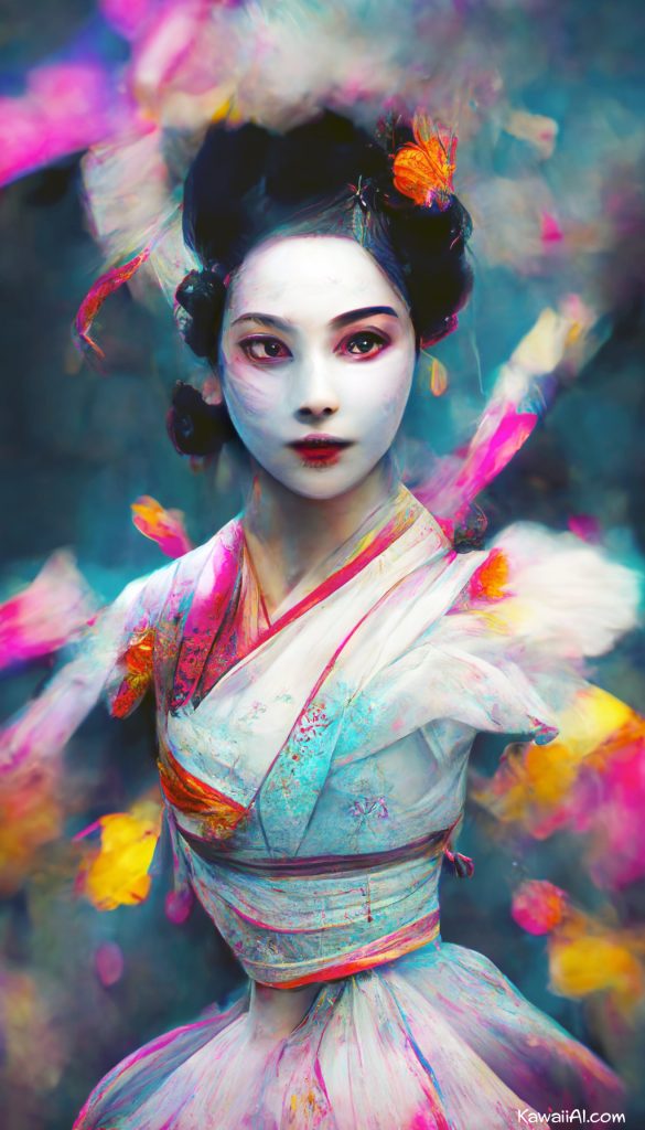 Geisha Ballet Dancer Partially Abstract art - Kawaii AI