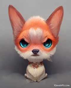 Grumpy cute little fox image art - Kawaii AI