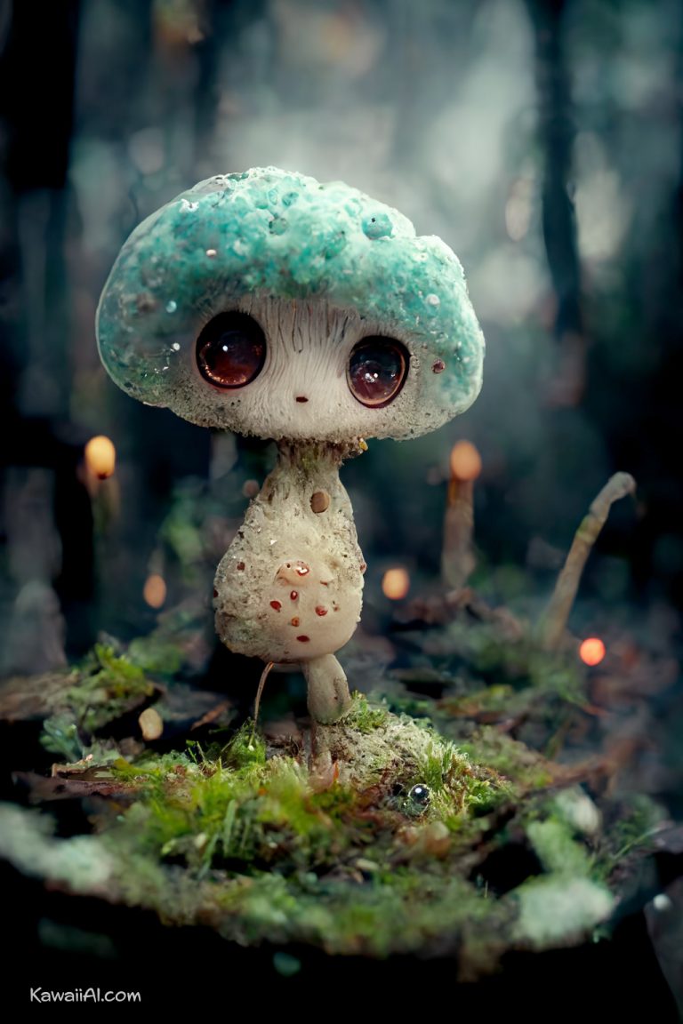 Cute humanoid Mushroom Creatures in a Forest - Kawaii AI