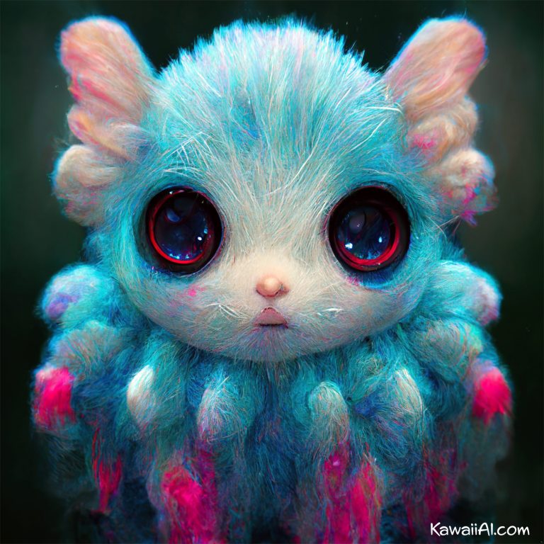 Mega cute hairy Spider-Octopus with big fairy ears - Kawaii AI