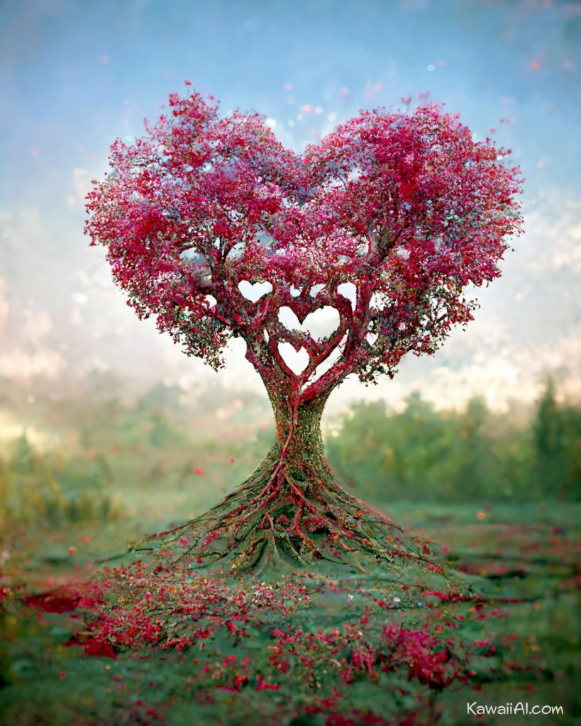 Heart-shaped Tree Artwork - Kawaii AI