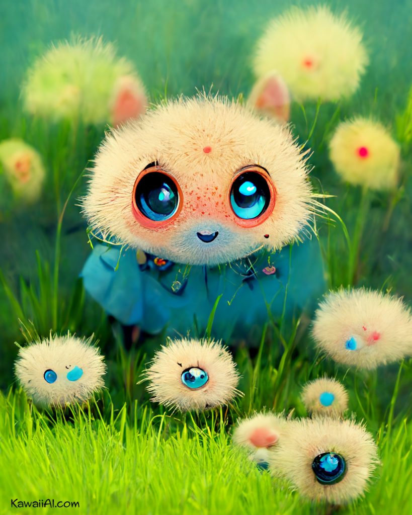 Family of cute little furry critters "pands" - Kawaii AI