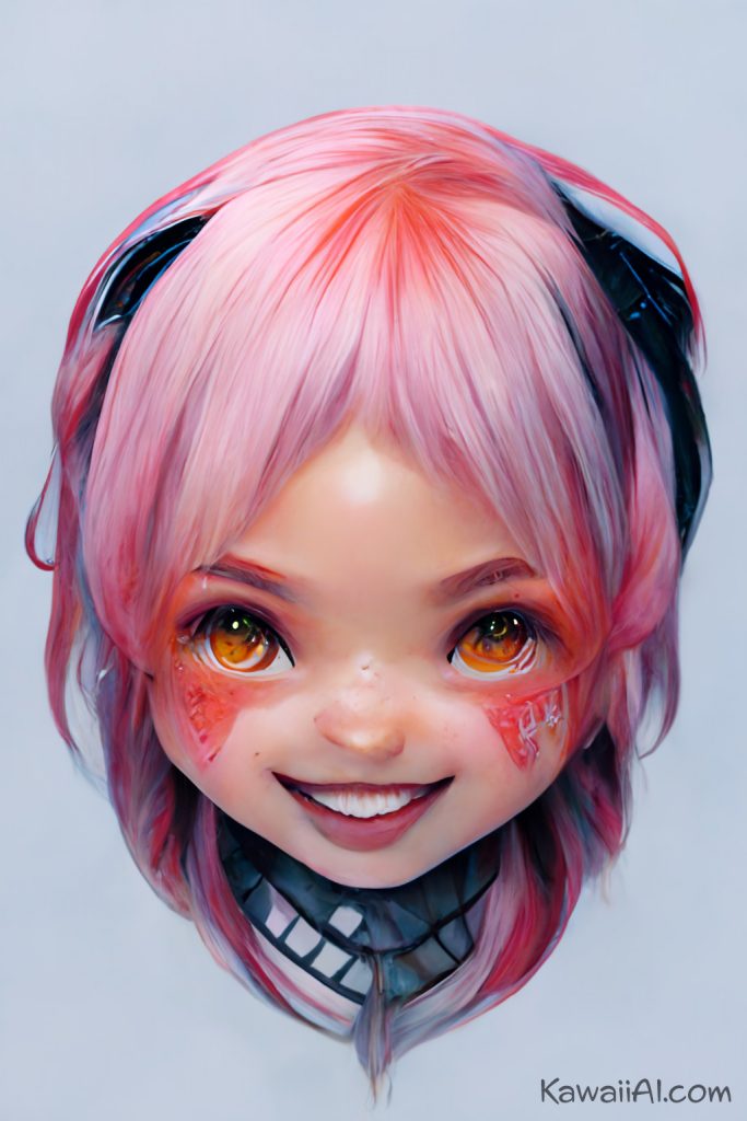 Sweet Japanese Yami Kawaii Cyborg Face Art - Kawaii AI